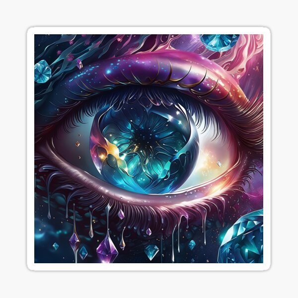 "Jeweled Eye: Mesmerizing Psychedelic Art - Detailed Eye with Sparkling ...