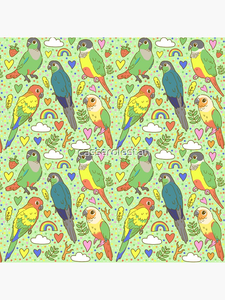 "Colourful Conures Pattern" Sticker for Sale by casserolestan | Redbubble