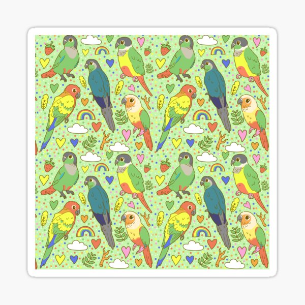 "Colourful Conures Pattern" Sticker for Sale by casserolestan | Redbubble