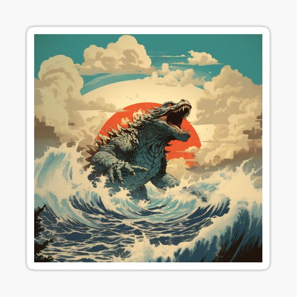 "Raging Godzilla in Ocean #2" Sticker for Sale by chemck | Redbubble