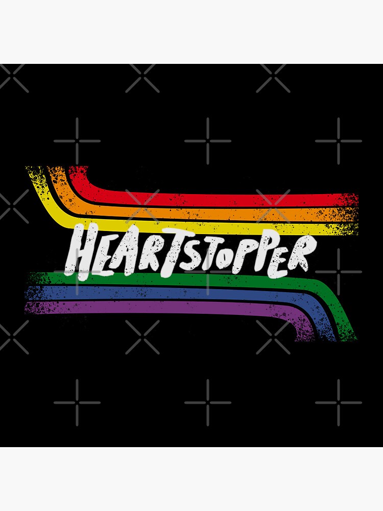 Retro Heartstopper Logo with LGBTQ Flag Colors - White lettering ...