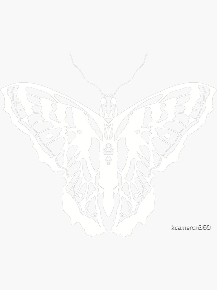 "White Butterfly Design" Sticker for Sale by kcameron369 | Redbubble