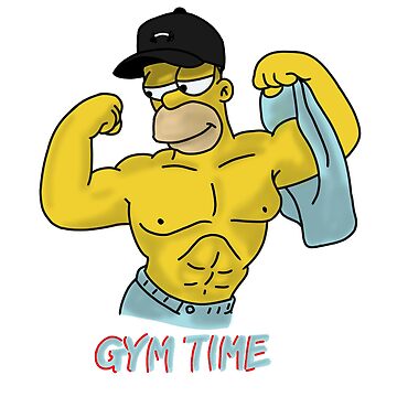 "Gym time homer S." Sticker for Sale by douglasxz | Redbubble