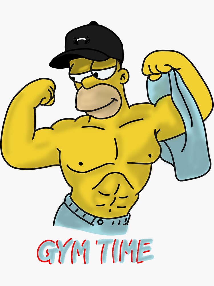 "Gym time homer S." Sticker for Sale by douglasxz | Redbubble