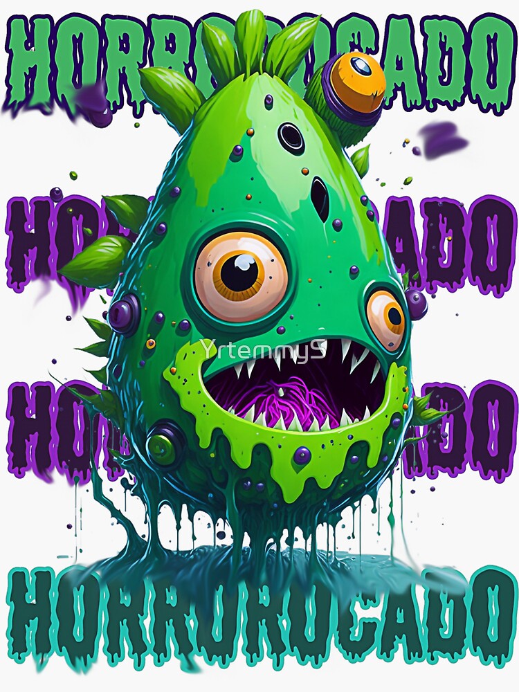 "Horrorocado | Scary Avocado | Monster Avocado" Sticker for Sale by ...