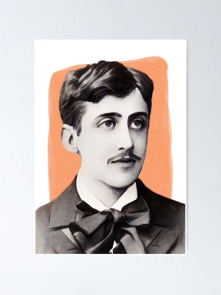 "French Novelist Marcel Proust - orange - illustration " Poster for ...