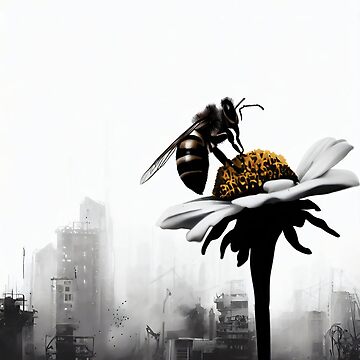 "Bee in the apocalyptic cityscape" Stickerundefined by Fantes | Redbubble