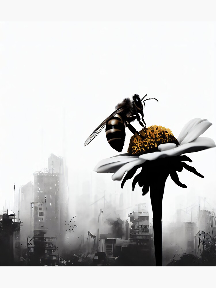 "Bee in the apocalyptic cityscape" Stickerundefined by Fantes | Redbubble
