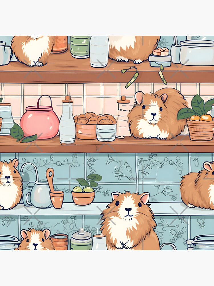 "Funny peruvian guinea pigs in kitchen" Sticker for Sale by khumpa | Redbubble