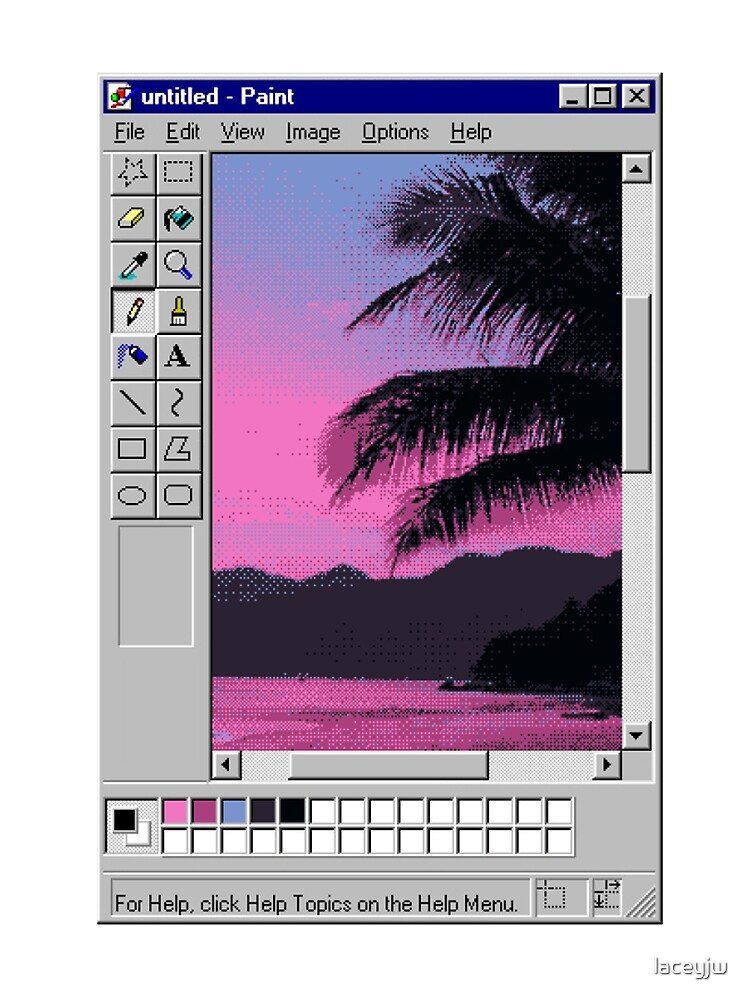"MS Paint Vaporwave Beach" by laceyjw | Redbubble