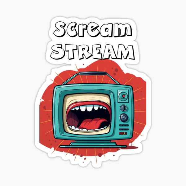 "Retro TV Scream Stream- AI Generated Nostalgic Comedy Art " Sticker ...