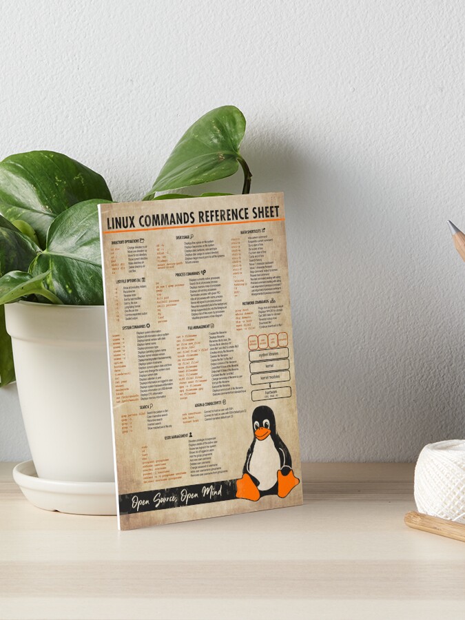 "Linux Commands Cheat Sheet "Open Source, Open Mind" Wall Art" Art Board Print for Sale by ...