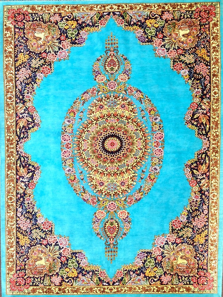 "Blue Floral Persian Rug Carpet Pattern" by Vicky Brago-Mitchell ...