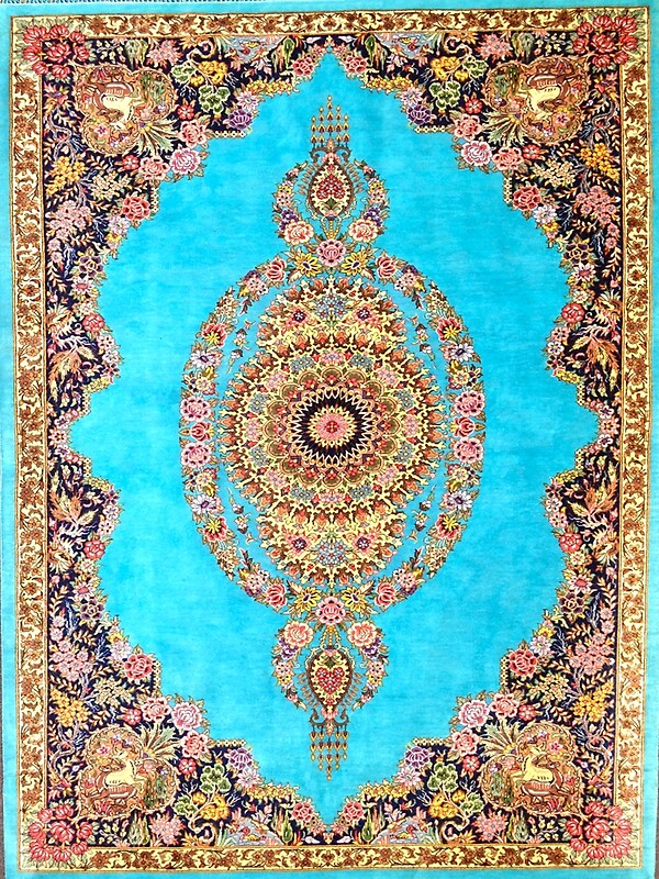 "Blue Floral Persian Rug Carpet Pattern" by Vicky Brago-Mitchell ...