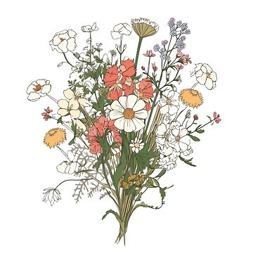 "wildflower bunch" Sticker for Sale by vintageteahouse | Redbubble