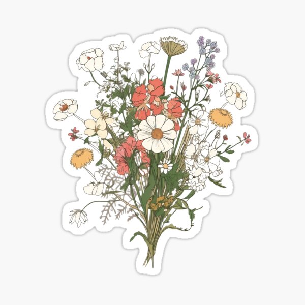 "wildflower bunch" Sticker for Sale by vintageteahouse | Redbubble