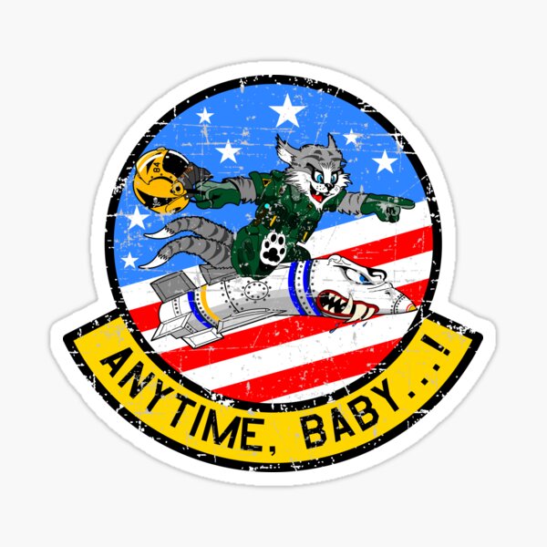 "F-14 Tomcat - Anytime... Baby! AIM-54 Phoenix - Grunge Style" Sticker ...