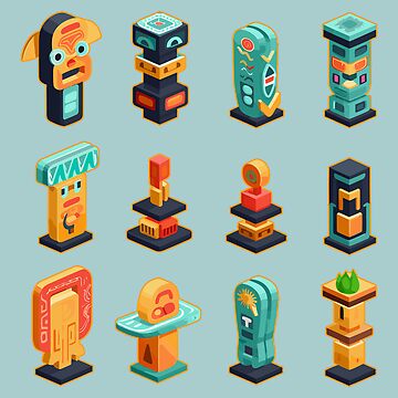 "Whack Totem Poles Cartoon Cute Isometric" Sticker for Sale by ...