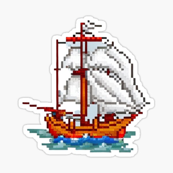 "Pixel Pirate Ship Design Print " Sticker for Sale by randomtdesigns ...