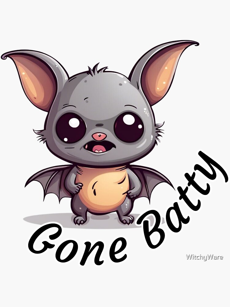 ""Gone Batty" Cute Halloween Bat" Sticker for Sale by WitchyWare ...