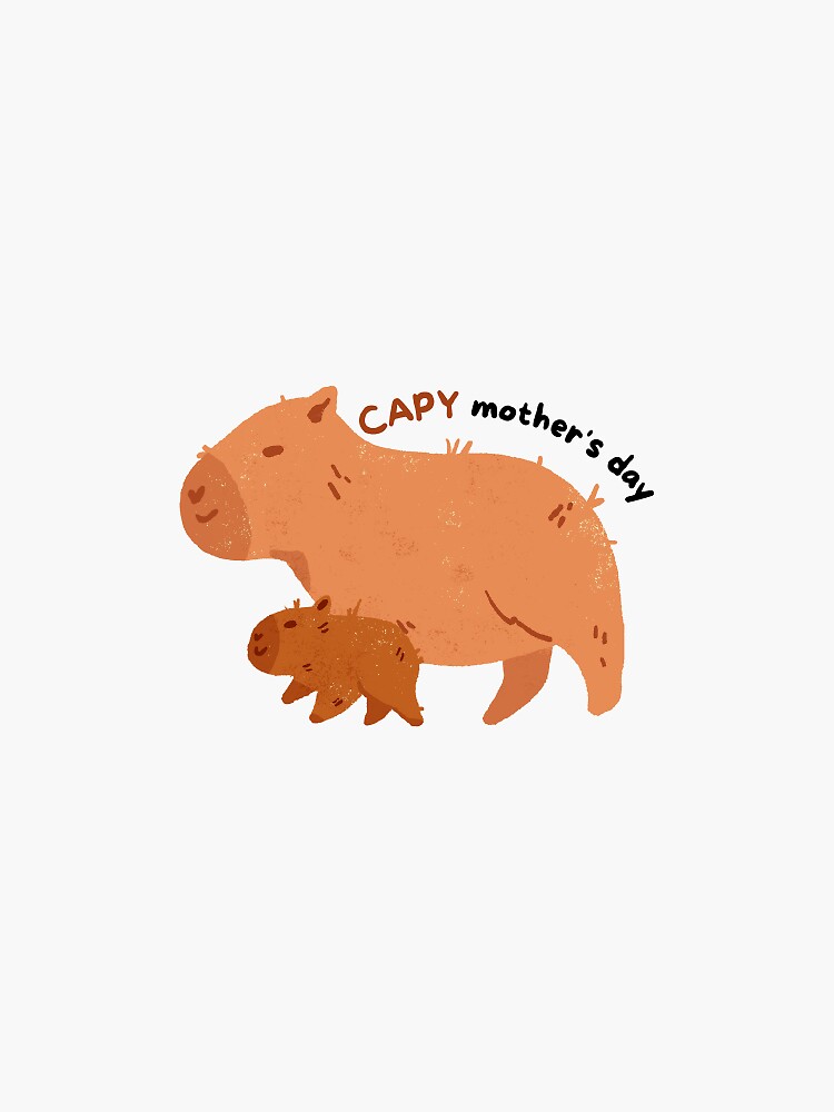 "Capy Mother's Day Capybara" Sticker for Sale by LilGreyDoodles | Redbubble