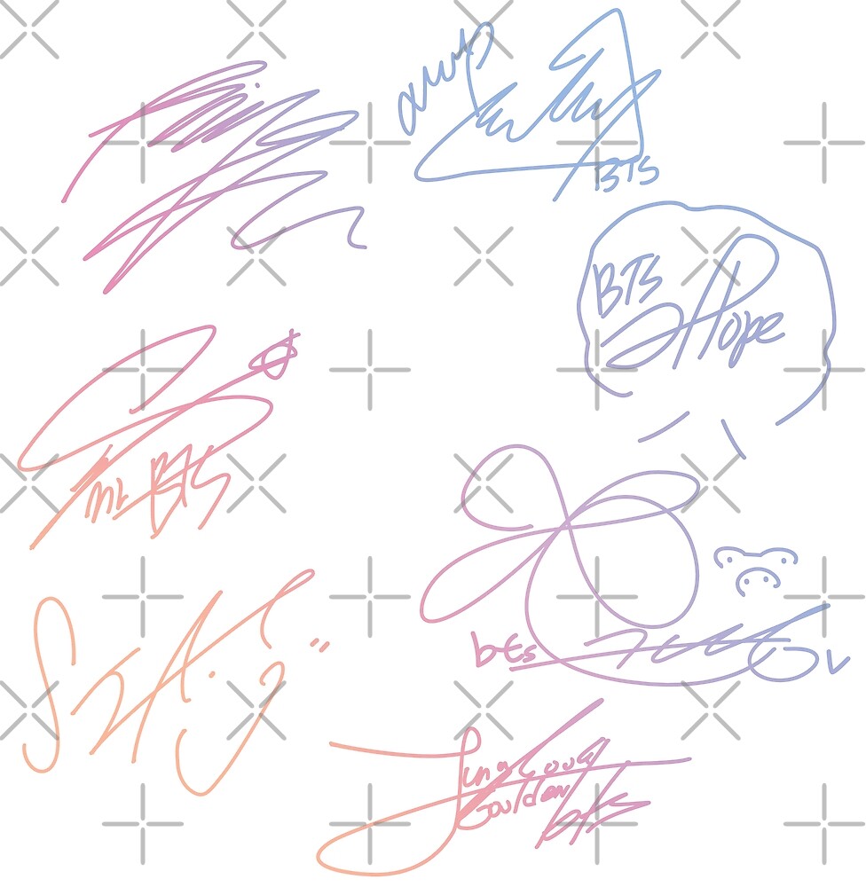 "BTS GROUP SIGNATURES" by imgoodimdone | Redbubble
