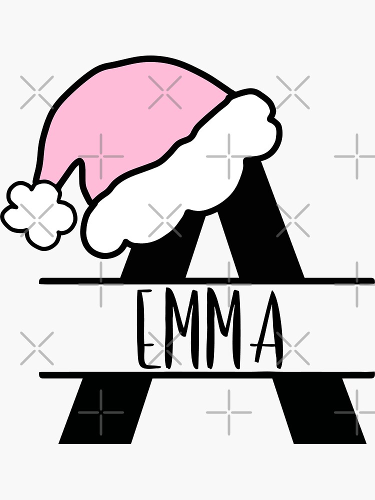 "Personalized Pink Santa Hat Monogram - Emma" Sticker for Sale by ...