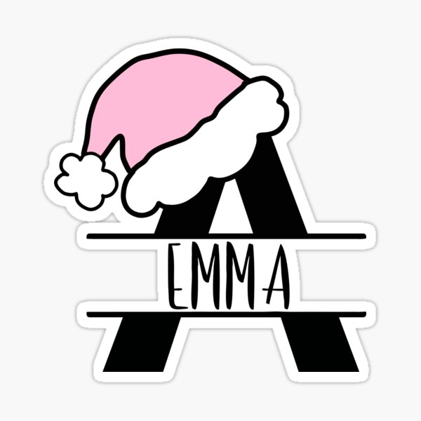 "Personalized Pink Santa Hat Monogram - Emma" Sticker for Sale by ...