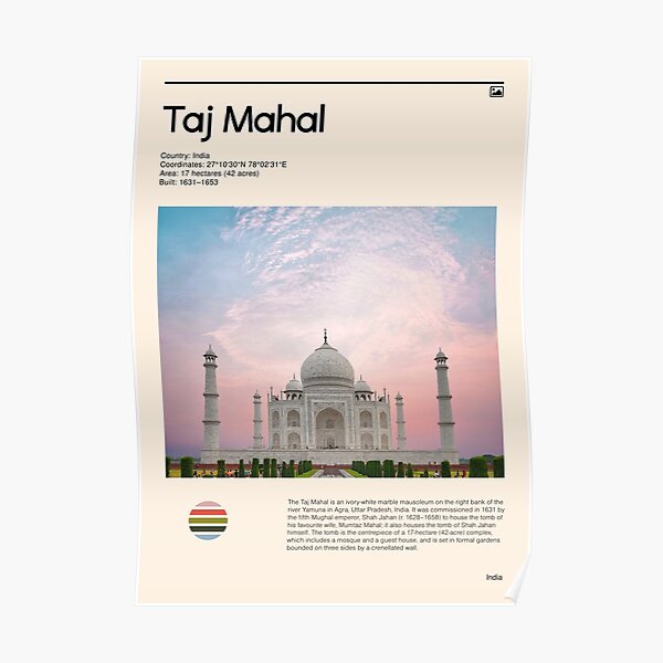 "Visit Taj Mahal, India (Travel poster)" Poster for Sale by RabbitK ...