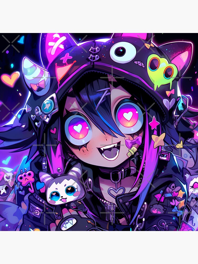 "Cute Wacky Heart Eyes Anime Girl" Sticker for Sale by bubblegoth ...