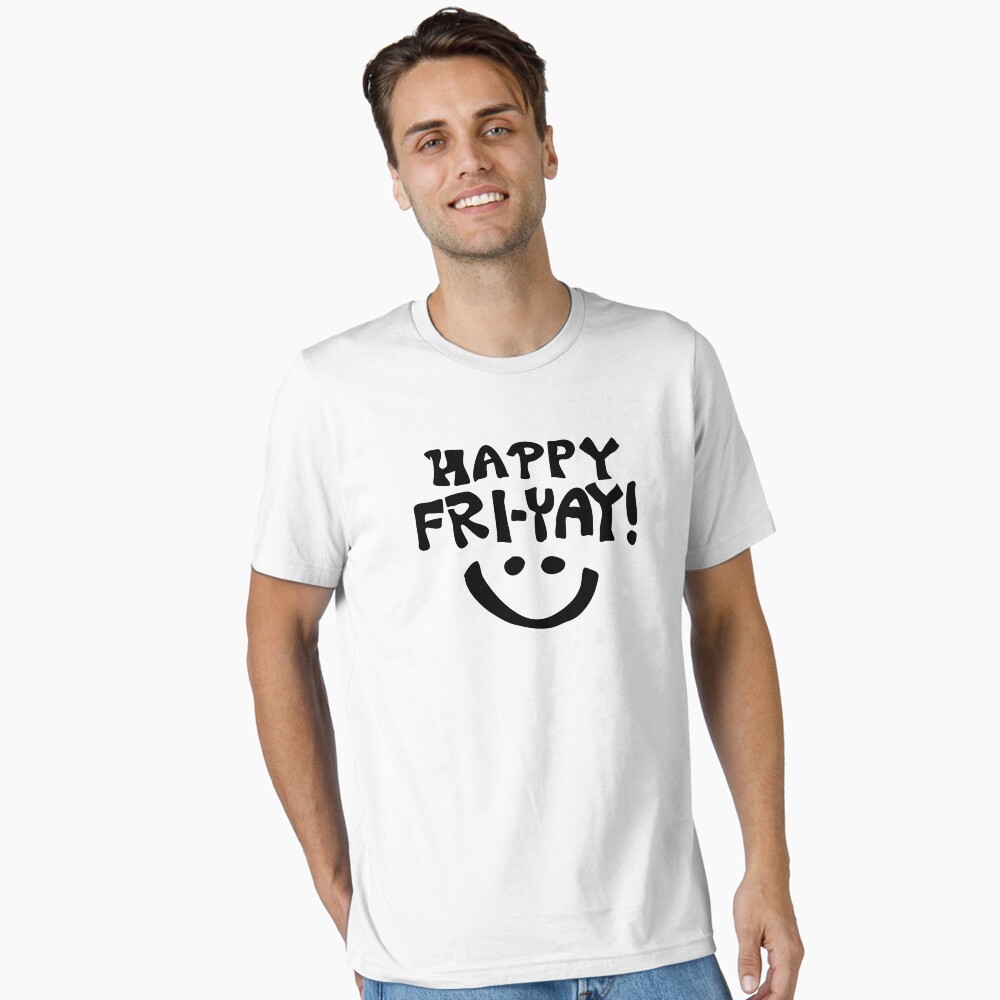 "Happy Friday (Fri-yay!) with Smile Black and White" Sticker for Sale ...