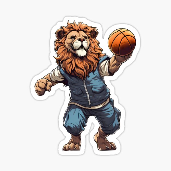 "Cartoon Lion Playing Basketball" Sticker for Sale by jamillionaire21 ...
