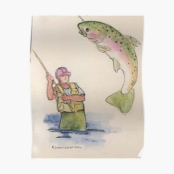 "Flyfishing: Good Catch" Poster by salamandaz | Redbubble