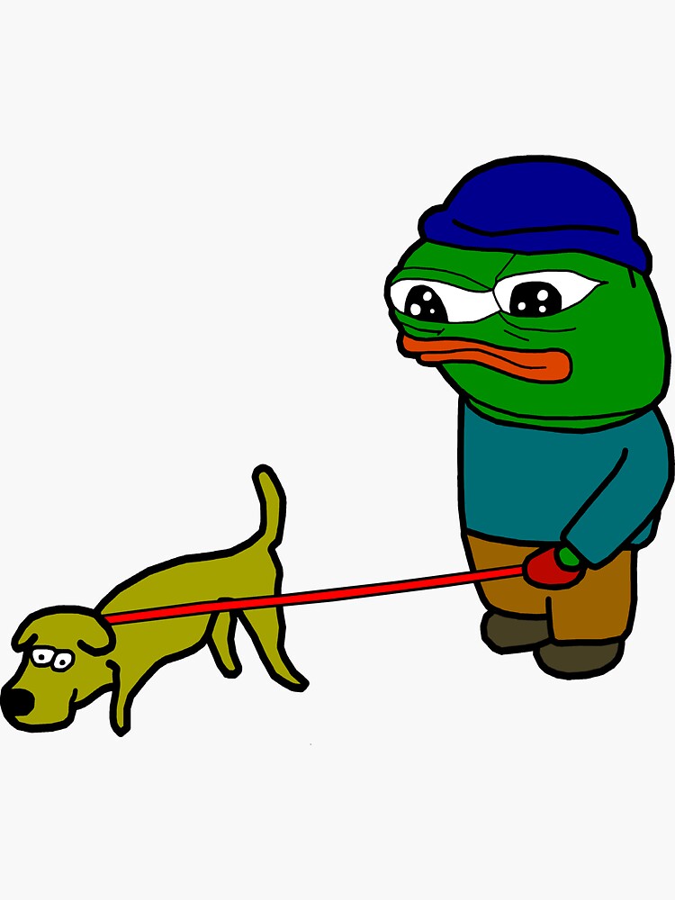 "Apu Walking Dog Pepe" Sticker for Sale by Slav-Art | Redbubble