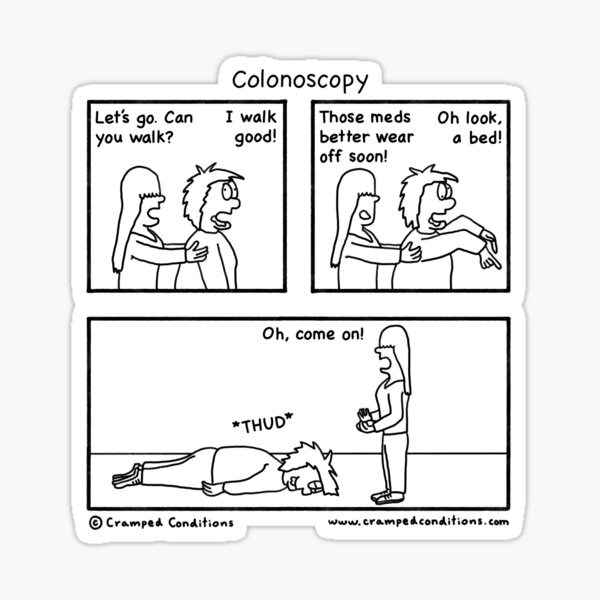 "Colonoscopy nap" Sticker for Sale by Cramped Conditions | Redbubble