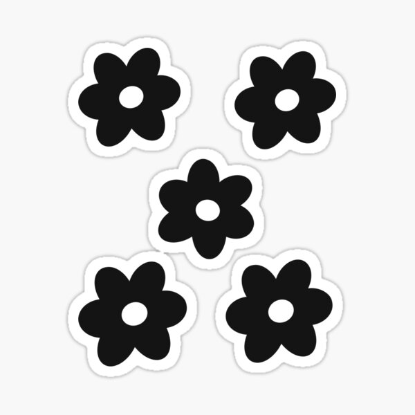 "cute tiny retro black and white flower design" Sticker for Sale by ...