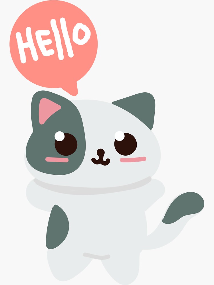 "Cute Cat 5 hello" Sticker for Sale by HarshBrown | Redbubble