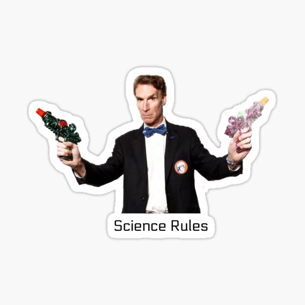 "science rules" Sticker for Sale by 6miamilkshakes | Redbubble