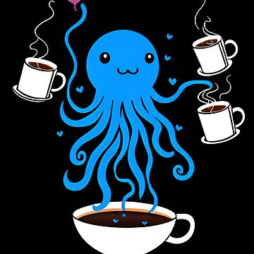 "Jellyfish serving coffee" Sticker for Sale by PiggyWonka | Redbubble