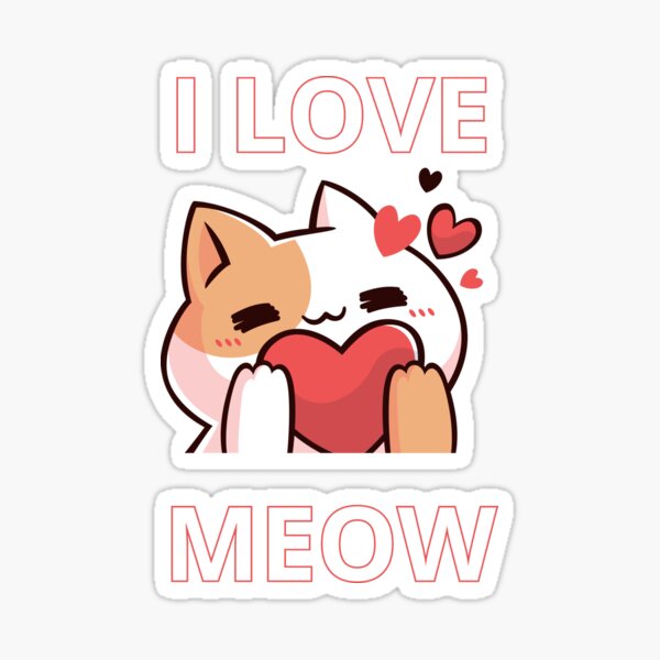 "Cat Kawaii I Love Meow" Sticker for Sale by AveniusGraphics | Redbubble