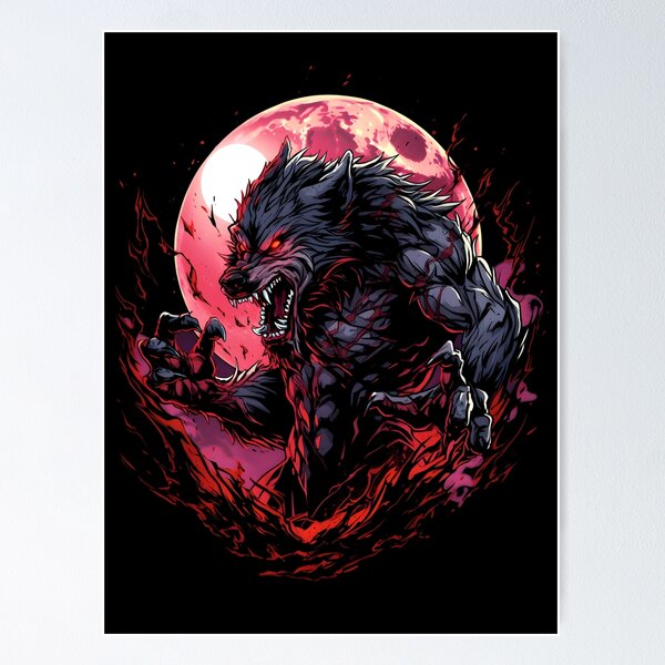 "Werewolf Blood Moon Halloween Horror Art" Poster by Shegohi | Redbubble