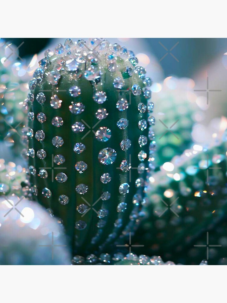 "Cactus plant sparkling with diamond crystal spikes" Sticker for Sale ...