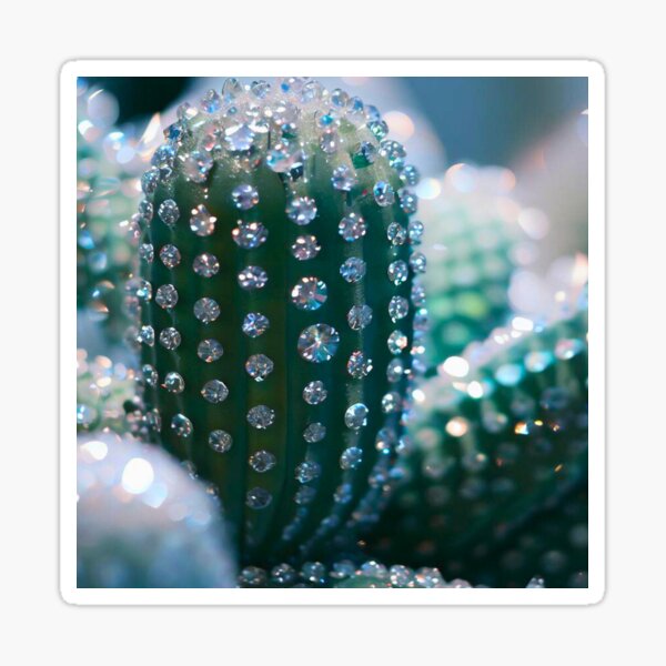 "Cactus plant sparkling with diamond crystal spikes" Sticker for Sale ...