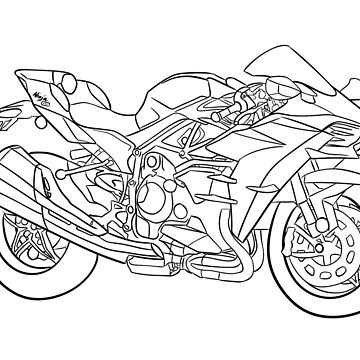 "Ninja H2 Motorcycle Line Sketch" Art Board Print for Sale by awusnow ...