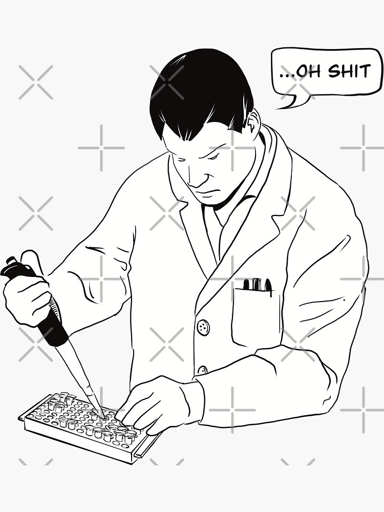 "Lab Bench: Operator Error" Sticker for Sale by TrailMixArt | Redbubble