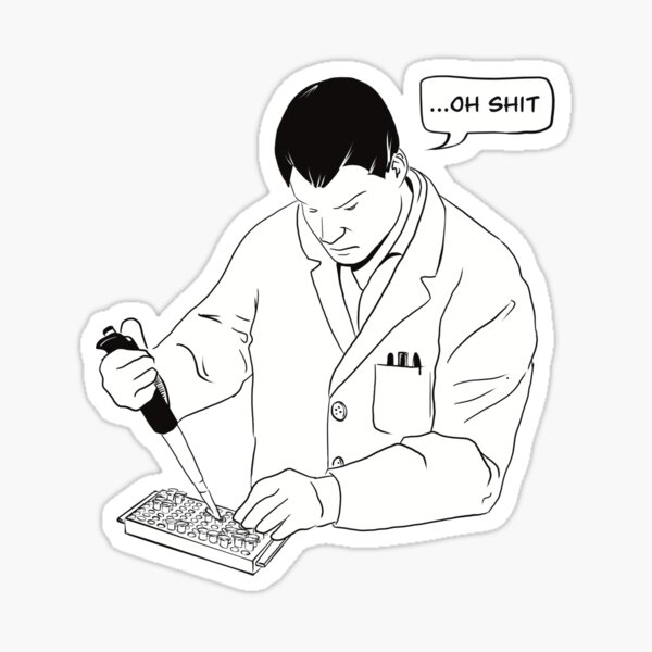 "Lab Bench: Operator Error" Sticker for Sale by TrailMixArt | Redbubble