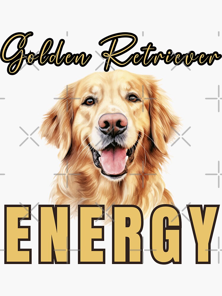 "golden retriever energy" Sticker for Sale by PRINYOS | Redbubble