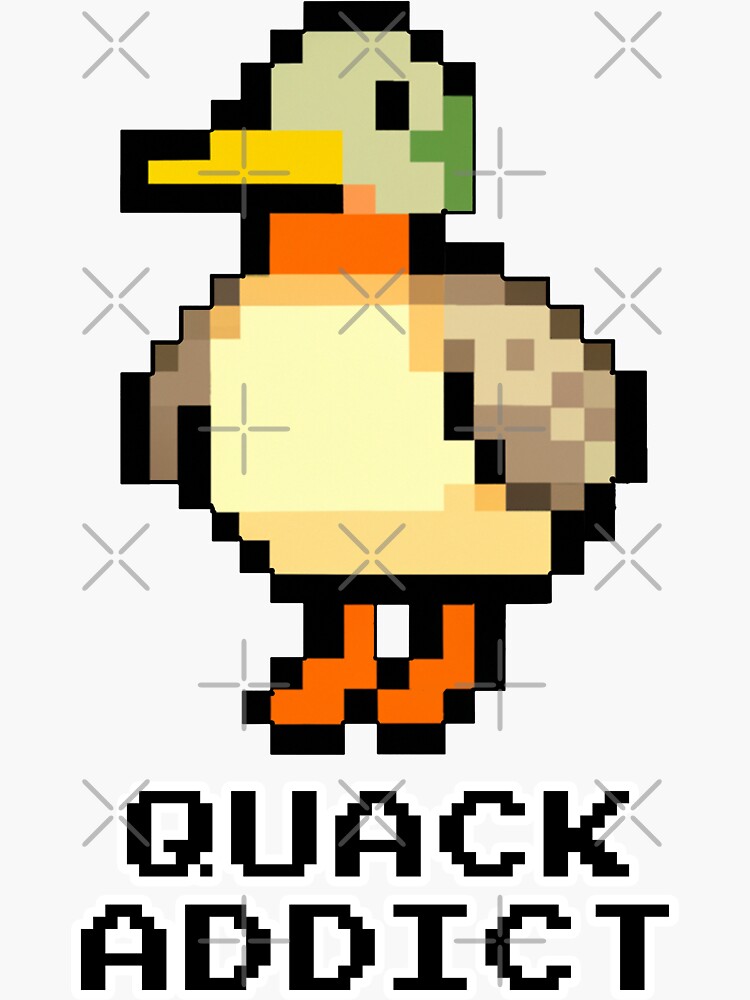 "Quack Addict Pixel Duck" Sticker for Sale by BahayProduction | Redbubble