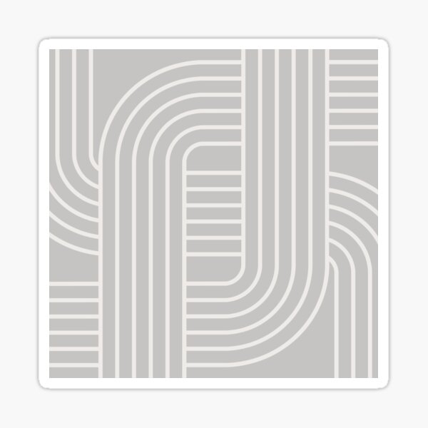"70s Retro Vintage Style Geometric Design 332 MCM Gray" Sticker for ...