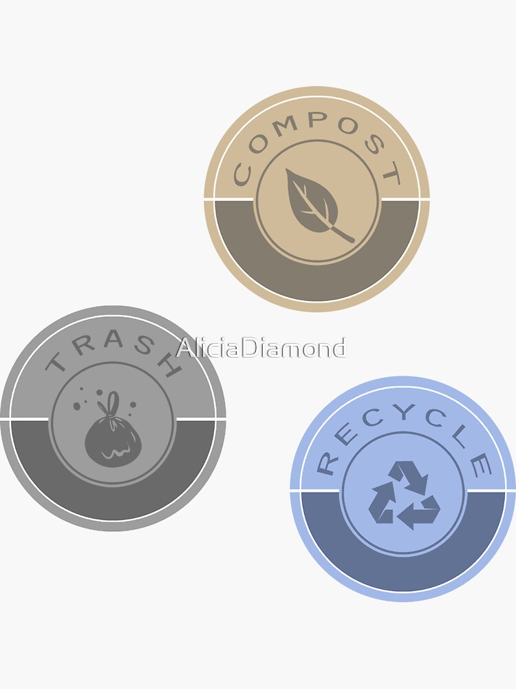 "Compost + recycling + bin (pastel bold_brun, blue, gray version ...